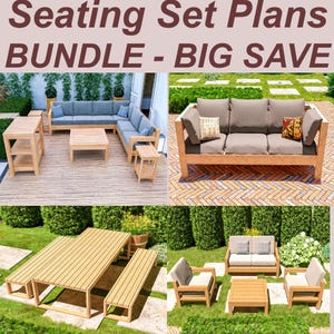 DIY Outdoor Furniture Plans BUNDLE, Patio Sofa Set Plans, Picnic Table ...