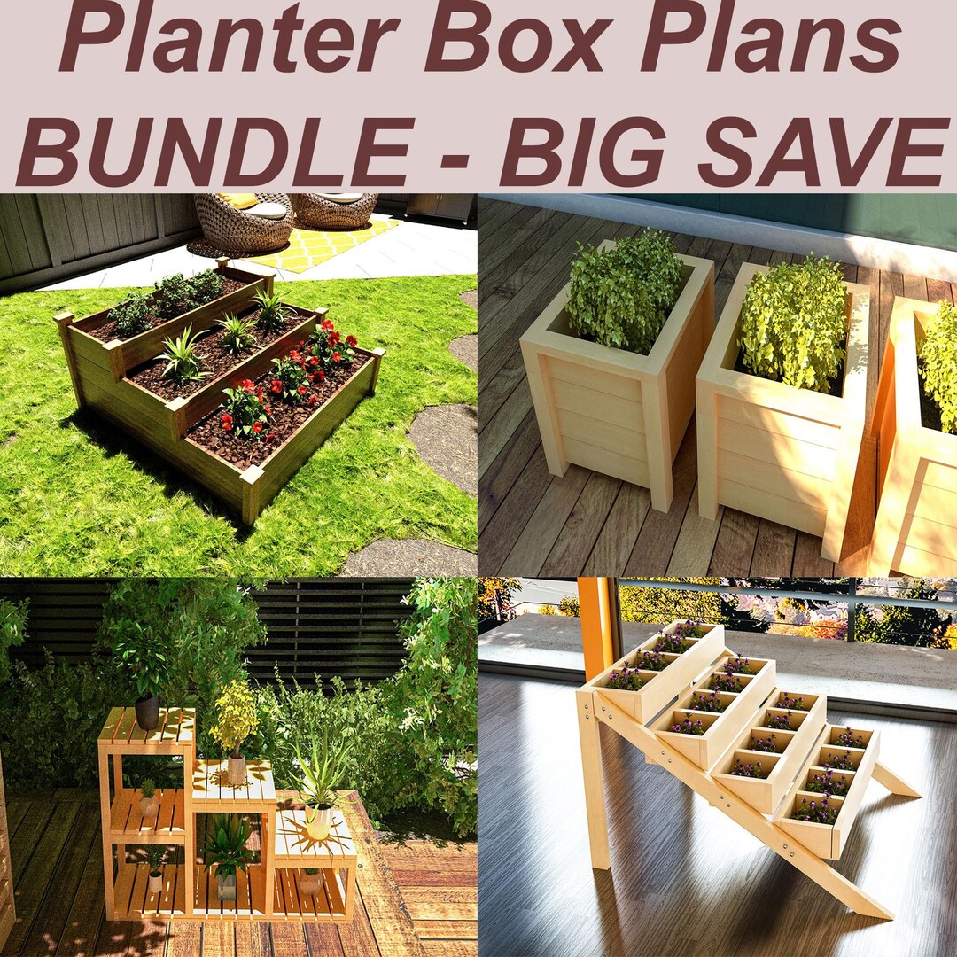 DIY Planter Box BUNDLE Plans, Garden Planter Plans, Plant Stand Plans ...