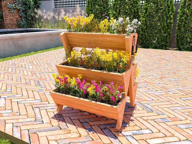 DIY 5-tier Garden Planter Plans: Wooden Flower Box (PDF) - Etsy