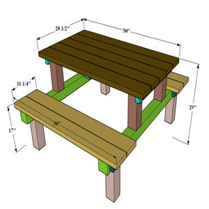 Wooden Picnic Table Plans BUNDLE, Garden Table Plans, DIY Patio Table ...
