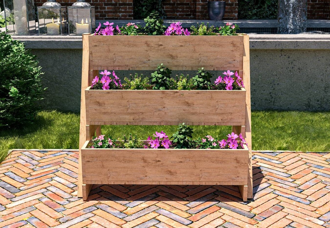 DIY 3 Tier Raised Planter Box Plans Vegetable Planter Box - Etsy