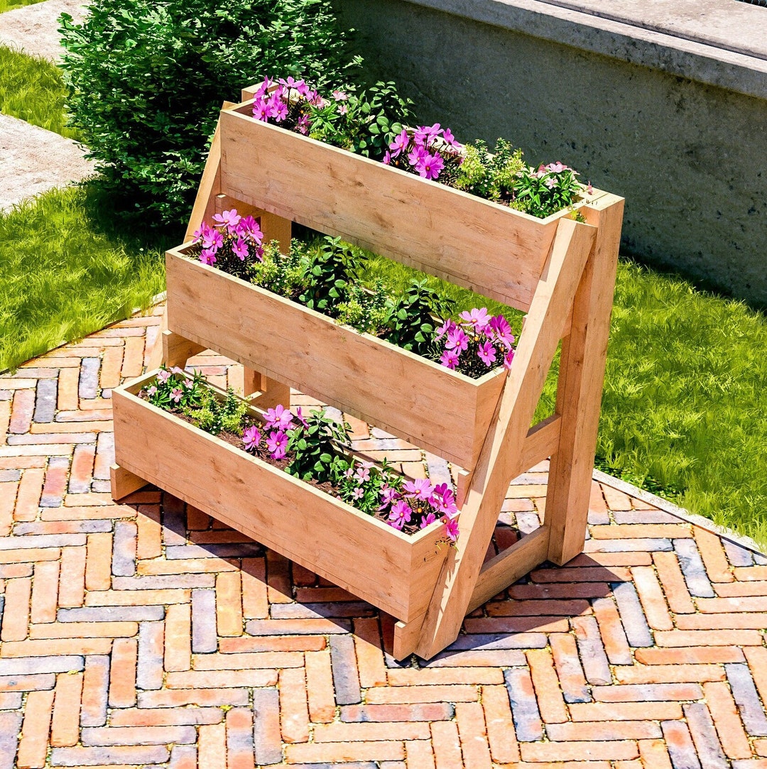 DIY 3-tier Raised Planter Box Plans: Easy Woodworking Build Project for ...