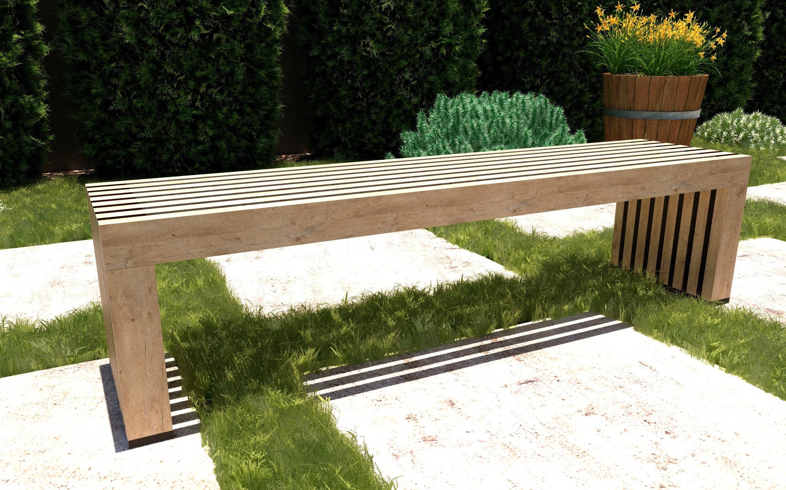 DIY Modern Bench Build PLANS Outdoor Patio Bench Plans Easy - Etsy Canada