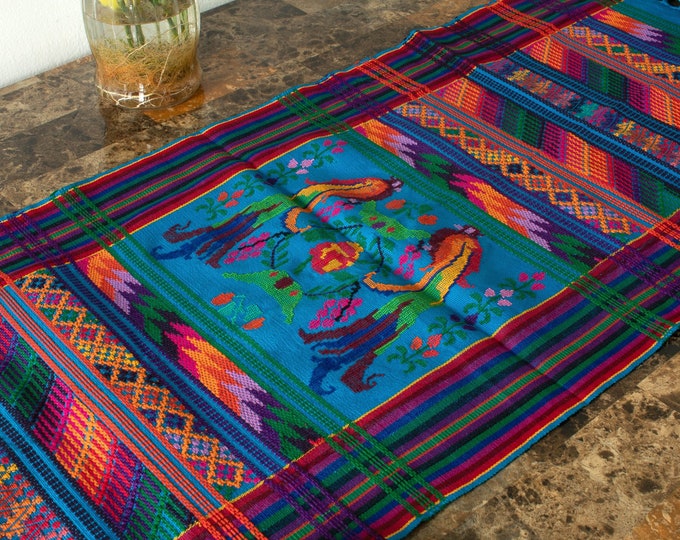 Guatemalan Textile With Quetzal, Mayan Table Runner Handwoven by ...
