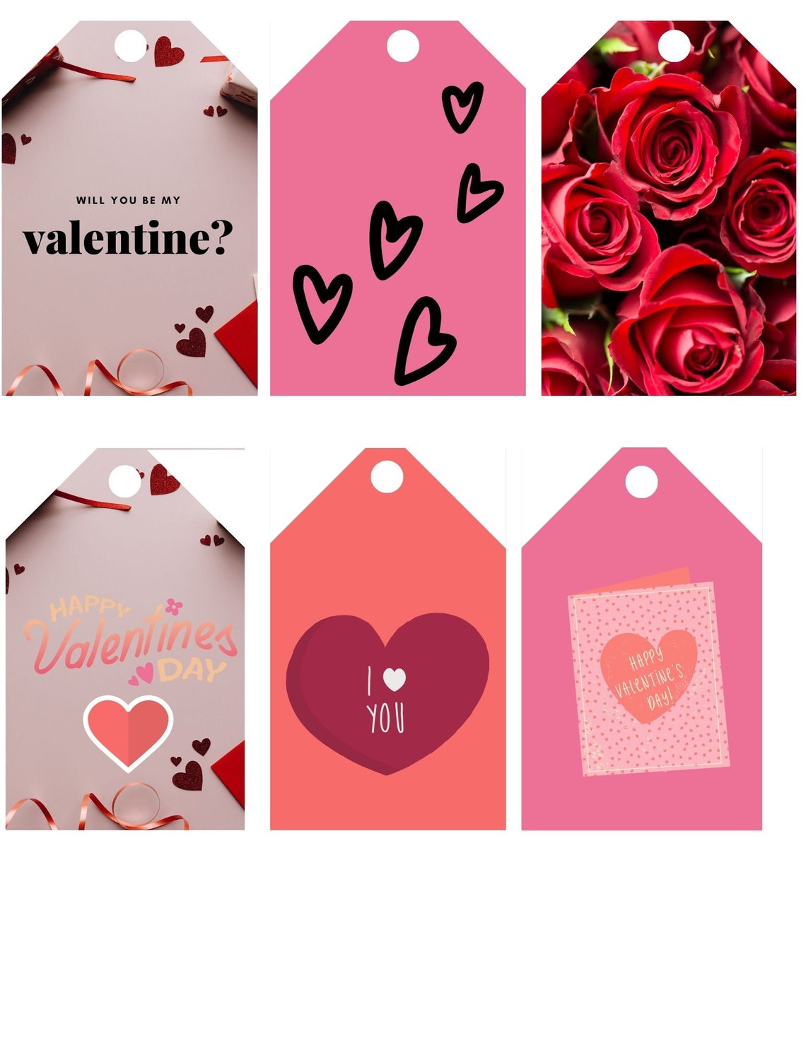 Valentine's Day Gift Tags, Printable PDF, Valentine's Day Gift Tags ...
