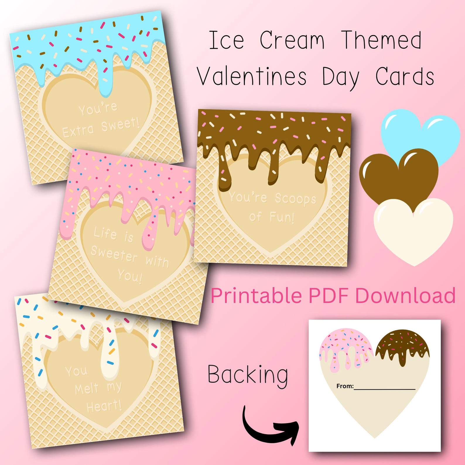 Printable Donut Valentine’s Day Cards | Cute Doughnut Kids Valentines ...
