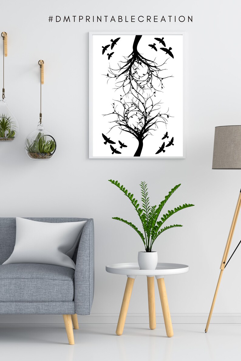 Inverted Trees, Printable Line Art, Abstract Wall Art, PRINTABLE in ...