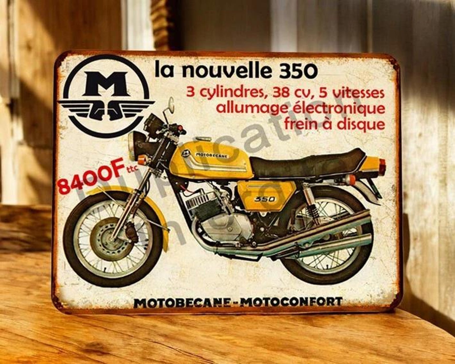 Vintage Motobecane 350 Metal Sign - Etsy