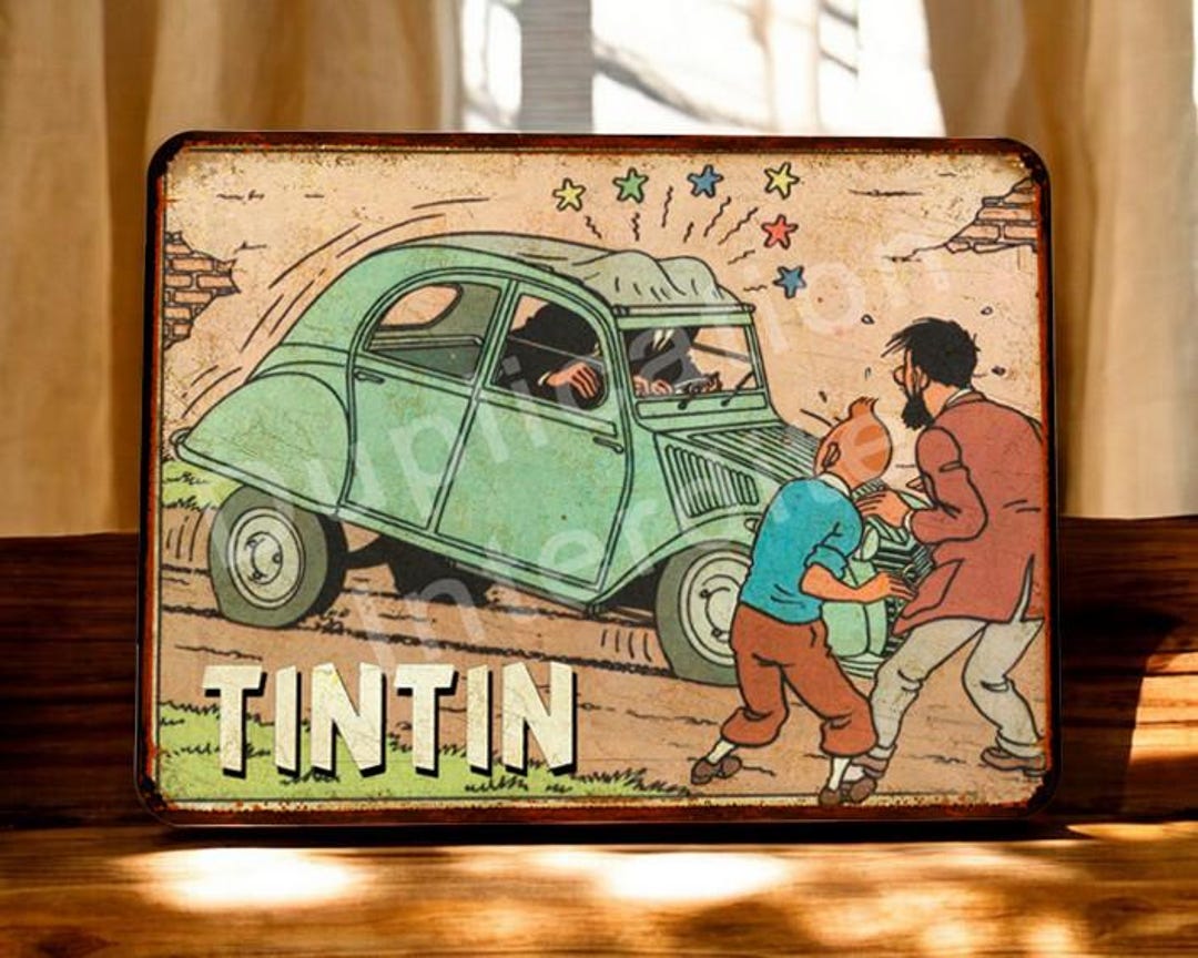 Vintage Tintin and the Thompsons Metal Sign - Etsy