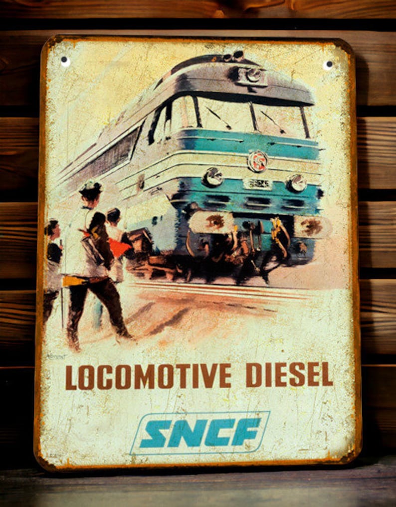 Vintage SNCF Diesel Locomotive Metal Sign - Etsy