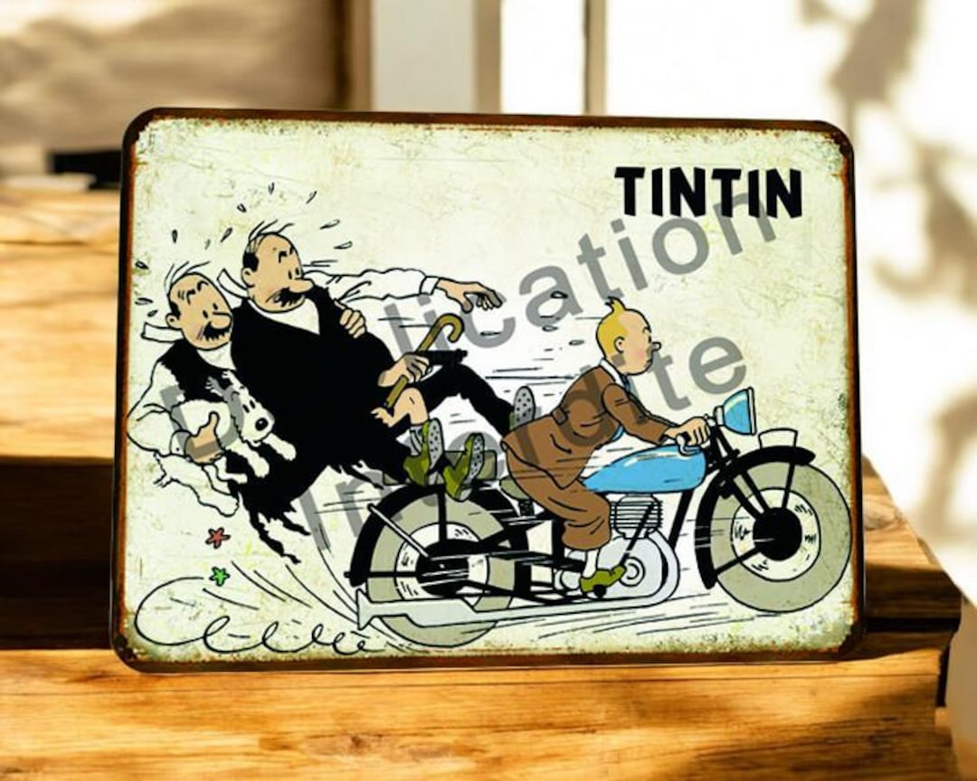 Vintage Tintin Motorcycle Metal Plate - Etsy