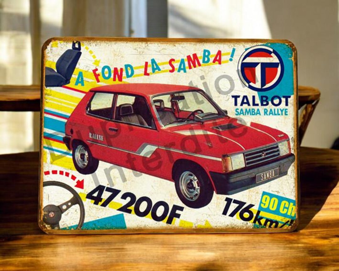 Vintage Simca Talbot Samba Rallye Metal Sign - Etsy