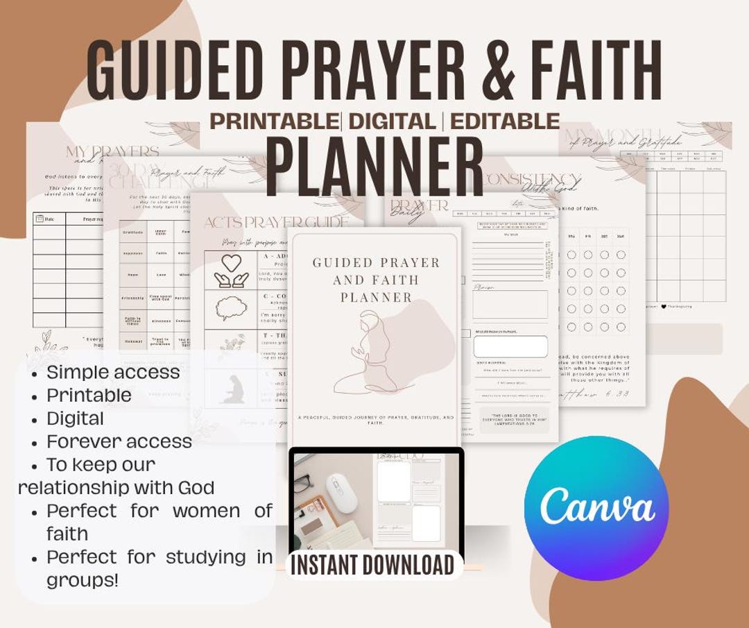 Guided Prayer & Faith Planner | Christian Digital Journal | ACTS Prayer ...