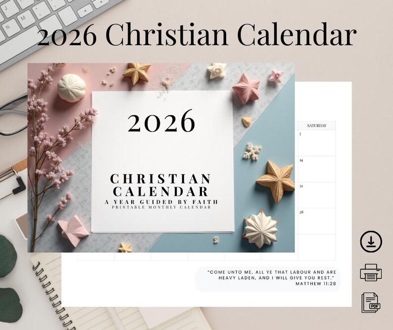 Christlicher Kalender 2026 zum Ausdrucken | Monatlicher Kalender mit ...