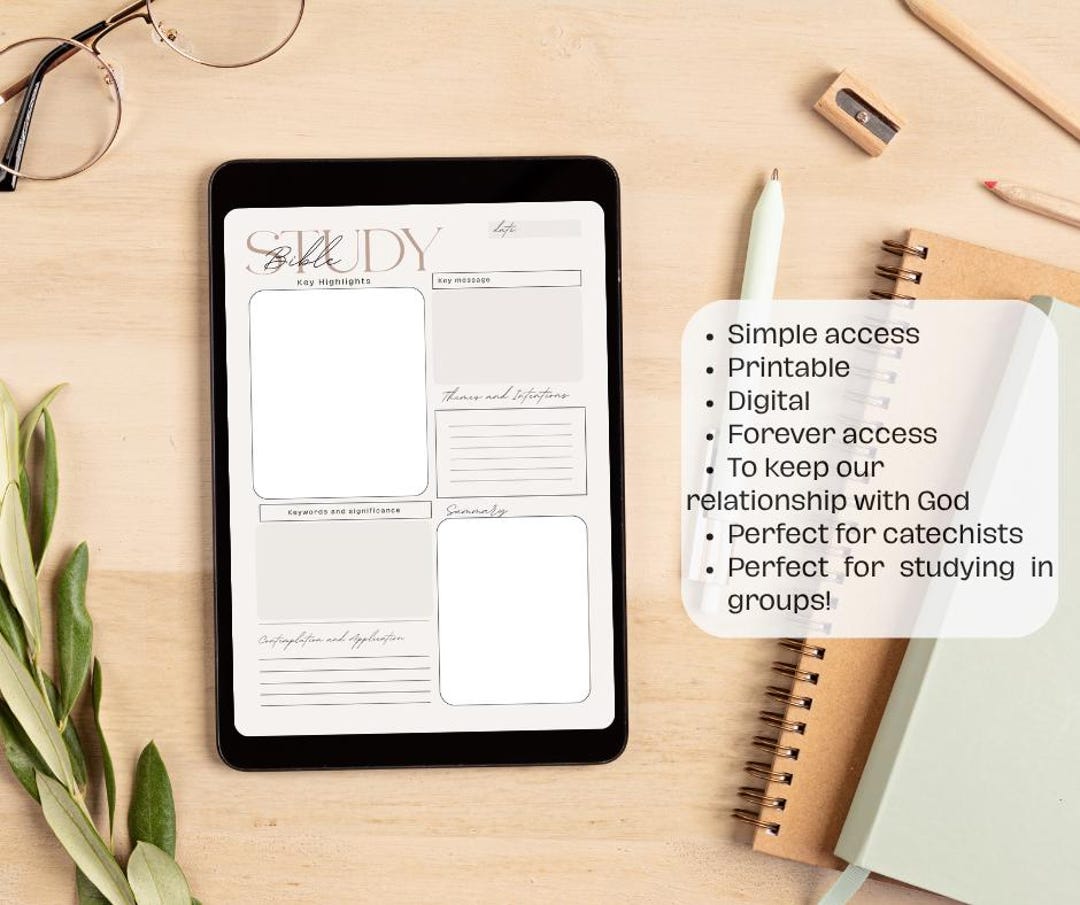 Bible Study Template | Printable Digital Template | Scripture Study ...