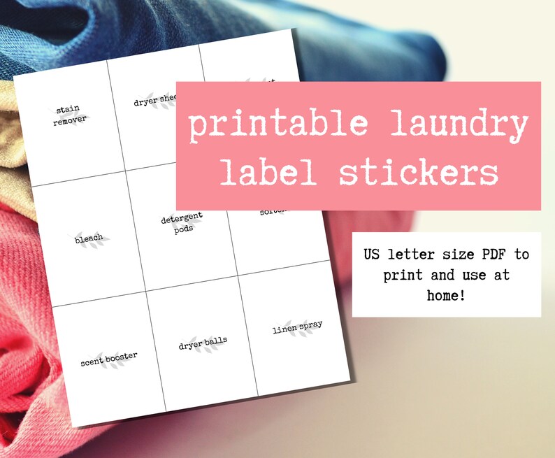 Printable Laundry Label Stickers, Instant Digital Download, Lowercase ...