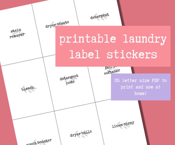 Printable Laundry Label Stickers Instant Digital Download | Etsy