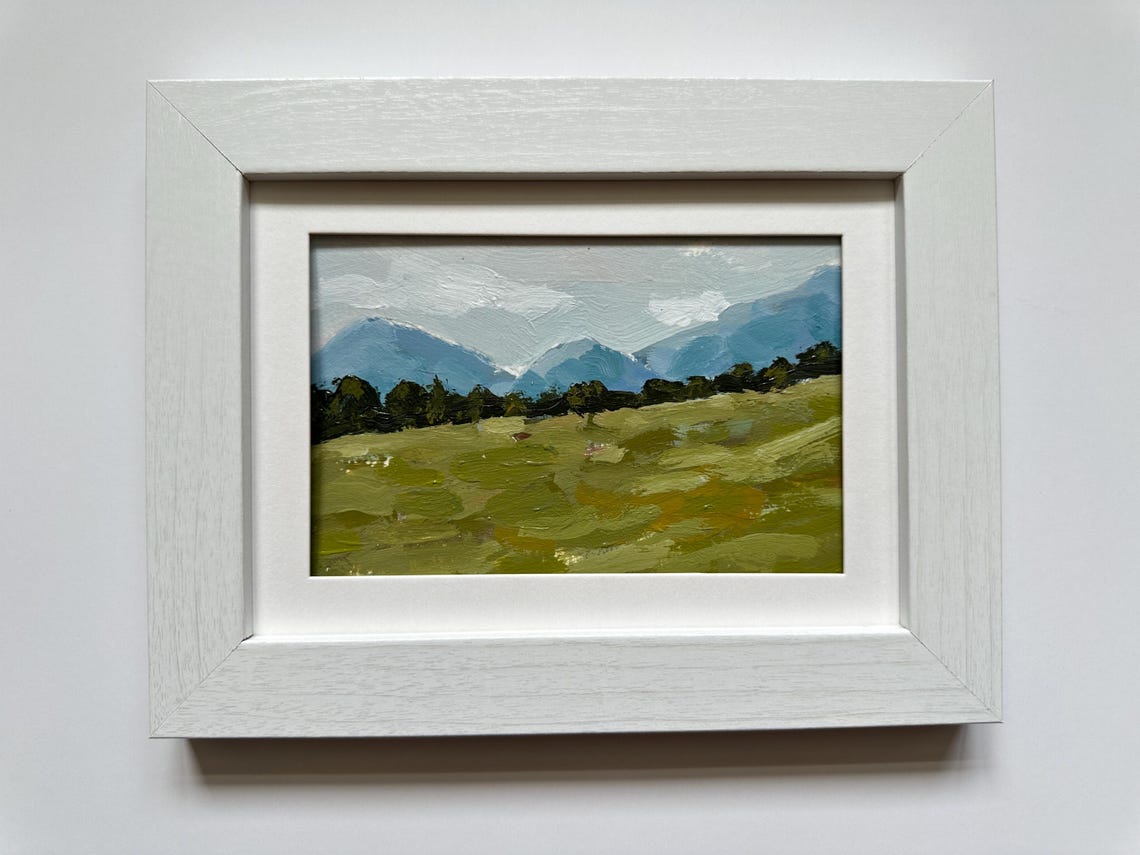 Little Hand Painted Mountain Meadow Landscape Art - Etsy