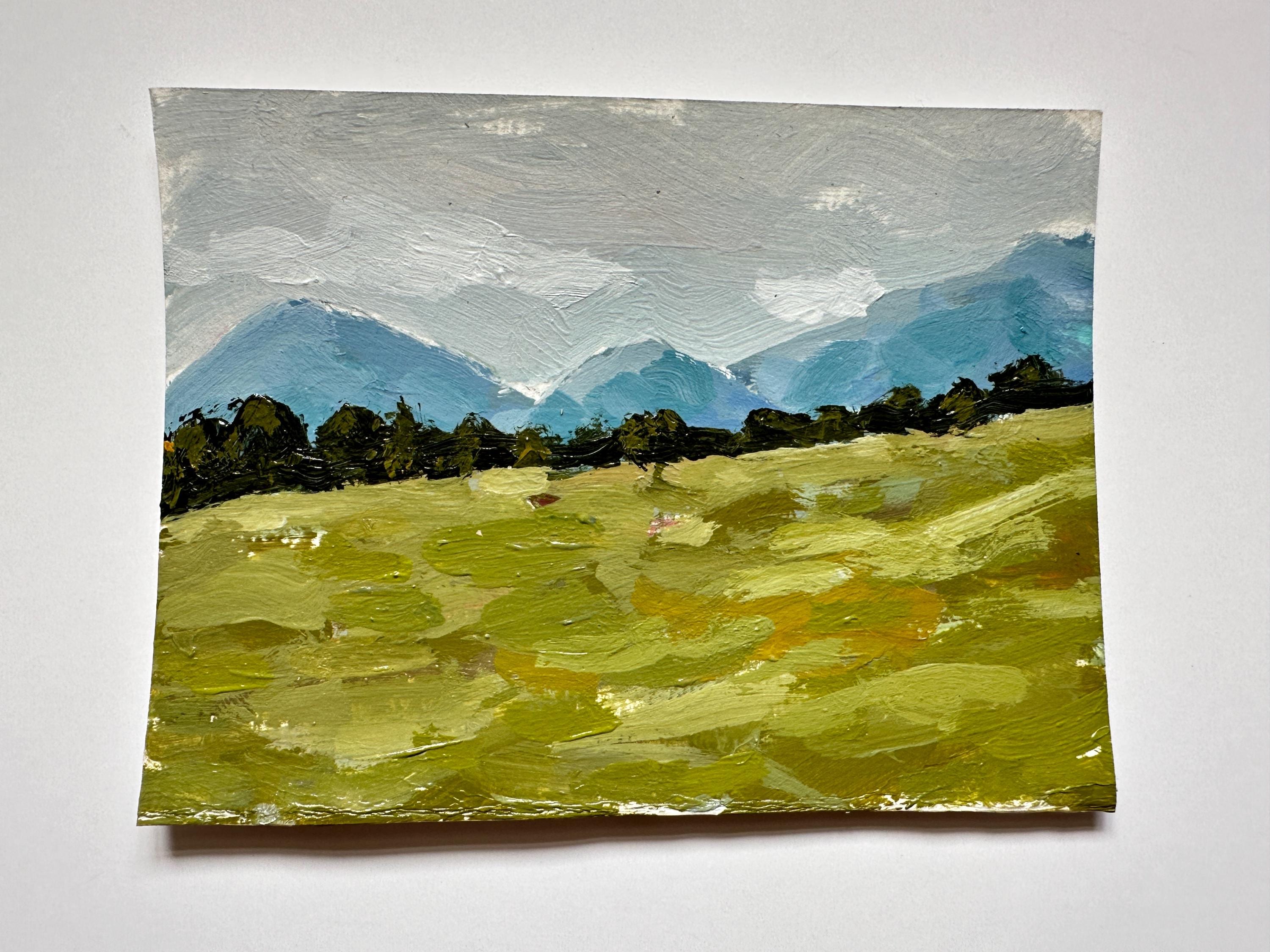 Little Hand Painted Mountain Meadow Landscape Art - Etsy