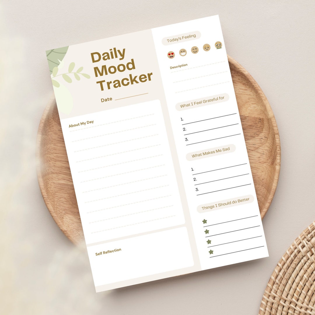 Mood Tracker | Self Help Planner | Self-care Journal | Mental Health ...