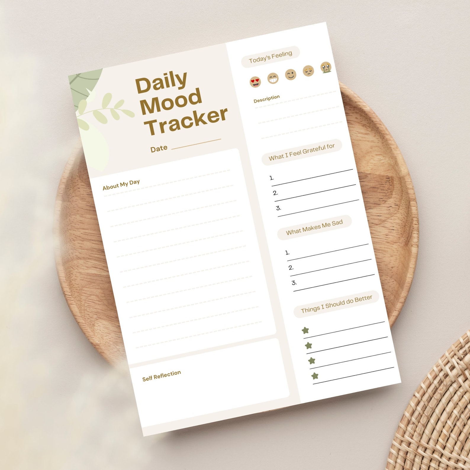 Mood Tracker | Self Help Planner | Self-care Journal | Mental Health ...