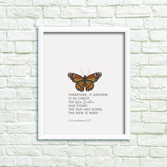 2 Corinthians 5:17 Butterly Bible Verse Printable Art Print - Etsy