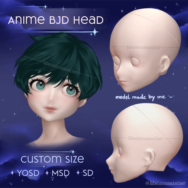 BJD Anime Head - Ball Jointed Doll 3D Printed Resin - Etsy