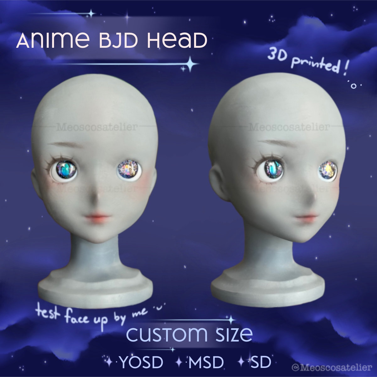 BJD Anime Head - Ball Jointed Doll 3D Printed Resin - Etsy