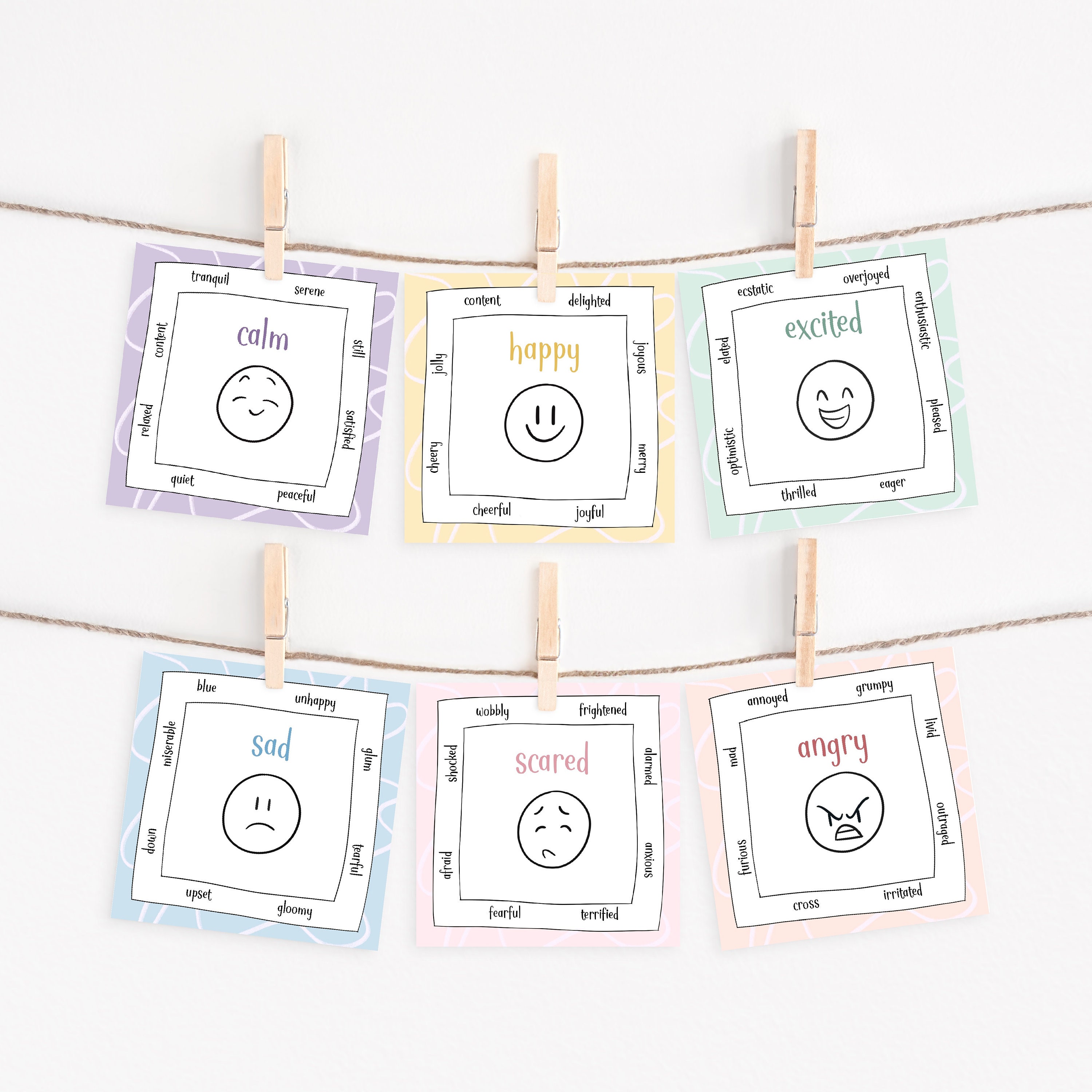 Emotions Flashcards Childrens Well-being Printable - Etsy