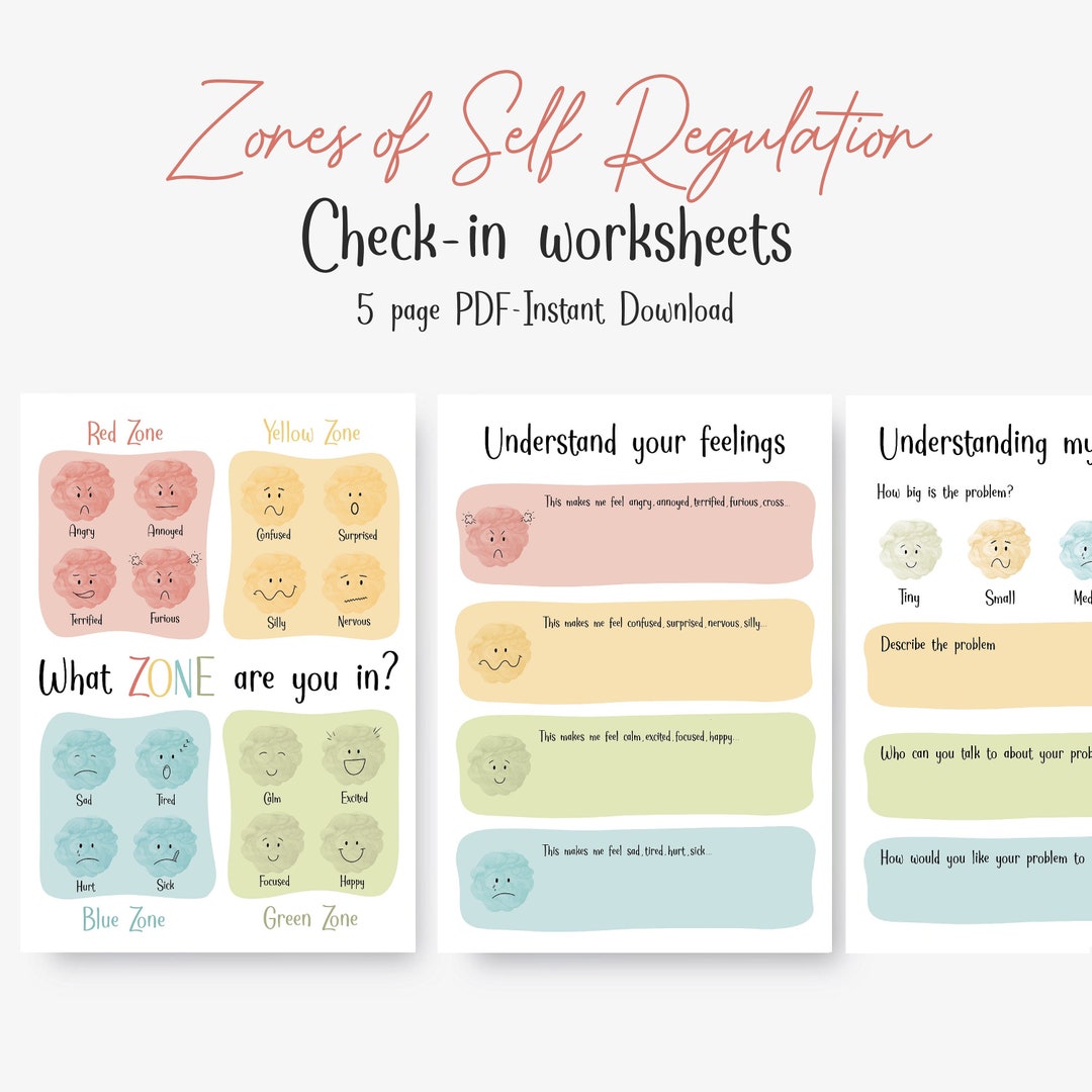 Zones of Self-regulation - Feelings Worksheets - Childrens Well-being ...