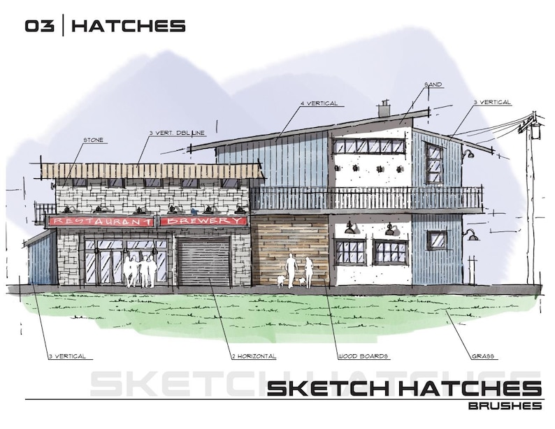 Architecture Sketch Hatch Set - Architecture Brush Set for Procreate. Copic Style Alcohol ...