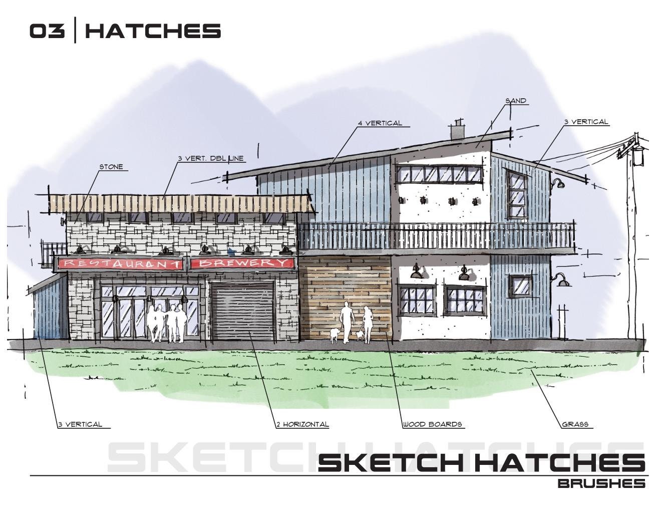 Architecture Sketch Hatch Set - Architecture Brush Set for Procreate. Copic Style Alcohol ...