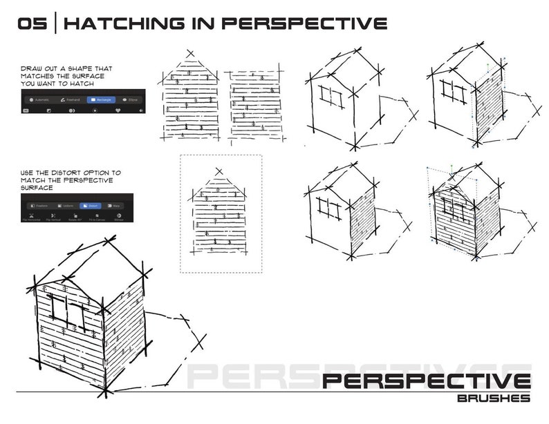 Architecture Sketch Hatch Set - Architecture Brush Set for Procreate. Copic Style Alcohol ...