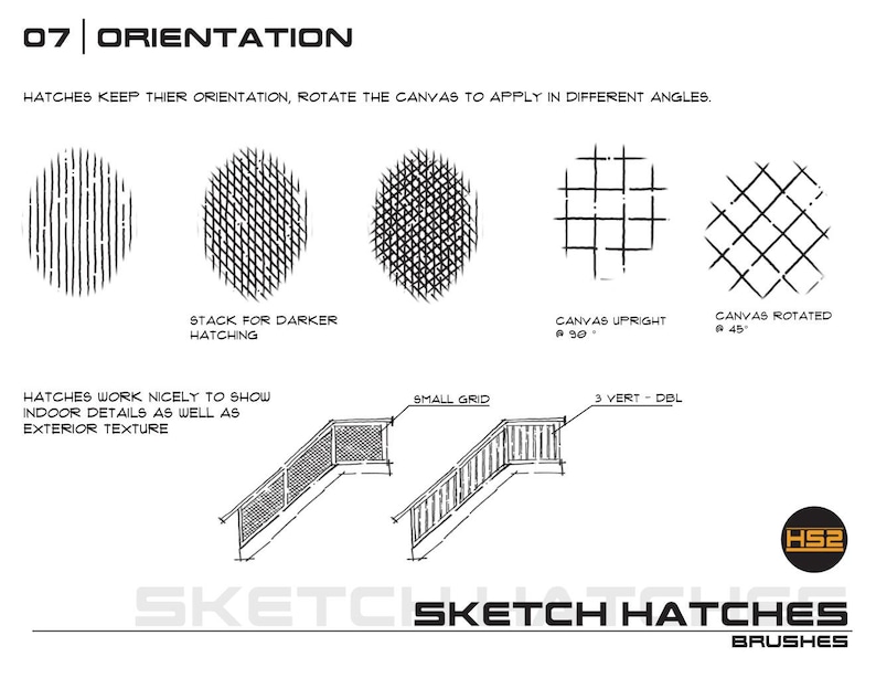 Architecture Sketch Hatch Set - Architecture Brush Set for Procreate. Copic Style Alcohol ...