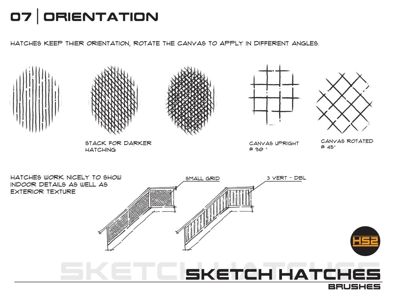 Architecture Sketch Hatch Set - Architecture Brush Set for Procreate. Copic Style Alcohol ...