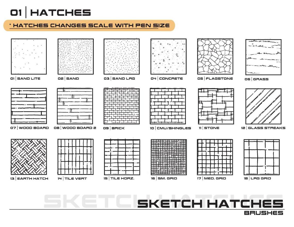 Architecture Sketch Hatch Set - Architecture Brush Set for Procreate ...