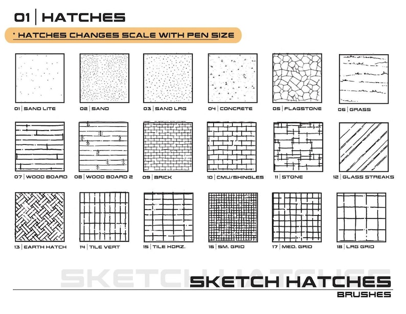 Architecture Sketch Hatch Set - Architecture Brush Set for Procreate ...