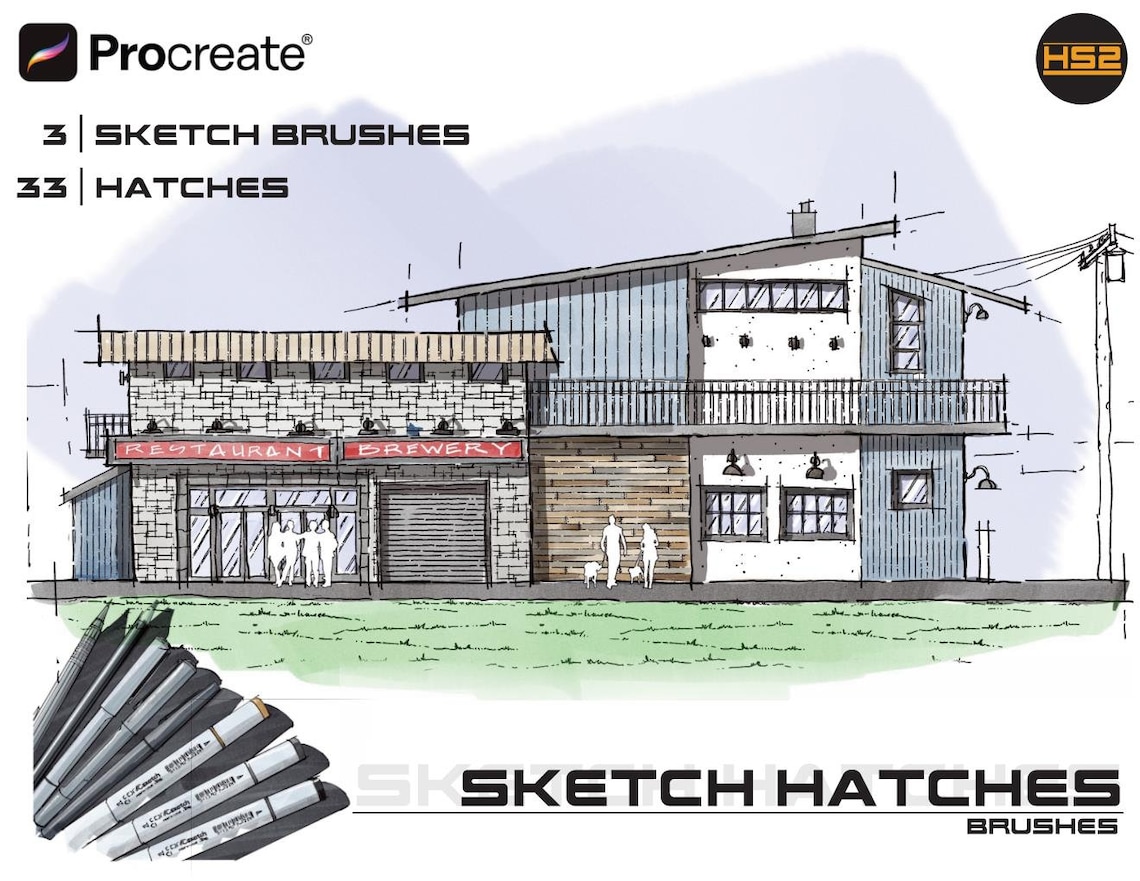 Architecture Sketch Hatch Set - Architecture Brush Set for Procreate ...