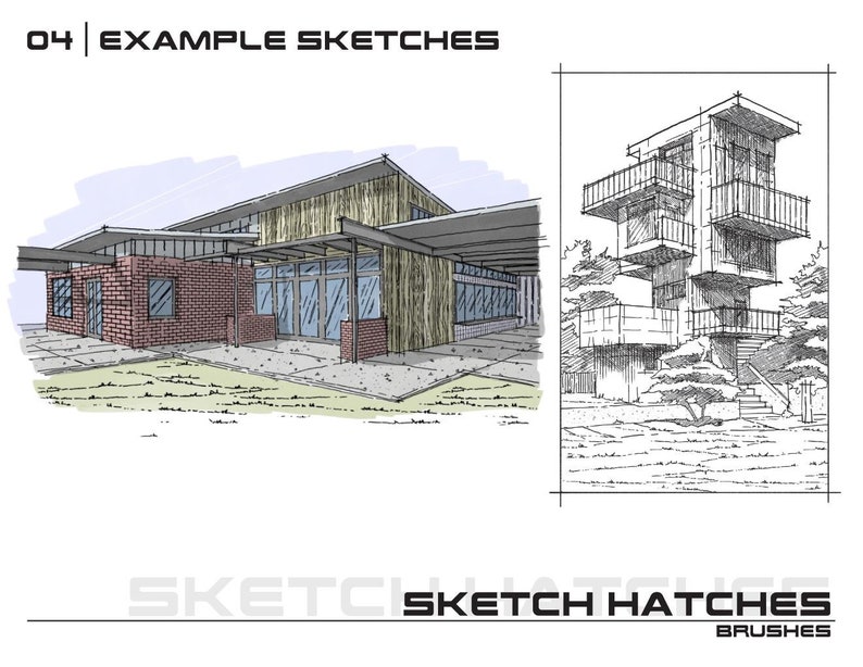 Architecture Sketch Hatch Set - Architecture Brush Set for Procreate. Copic Style Alcohol ...