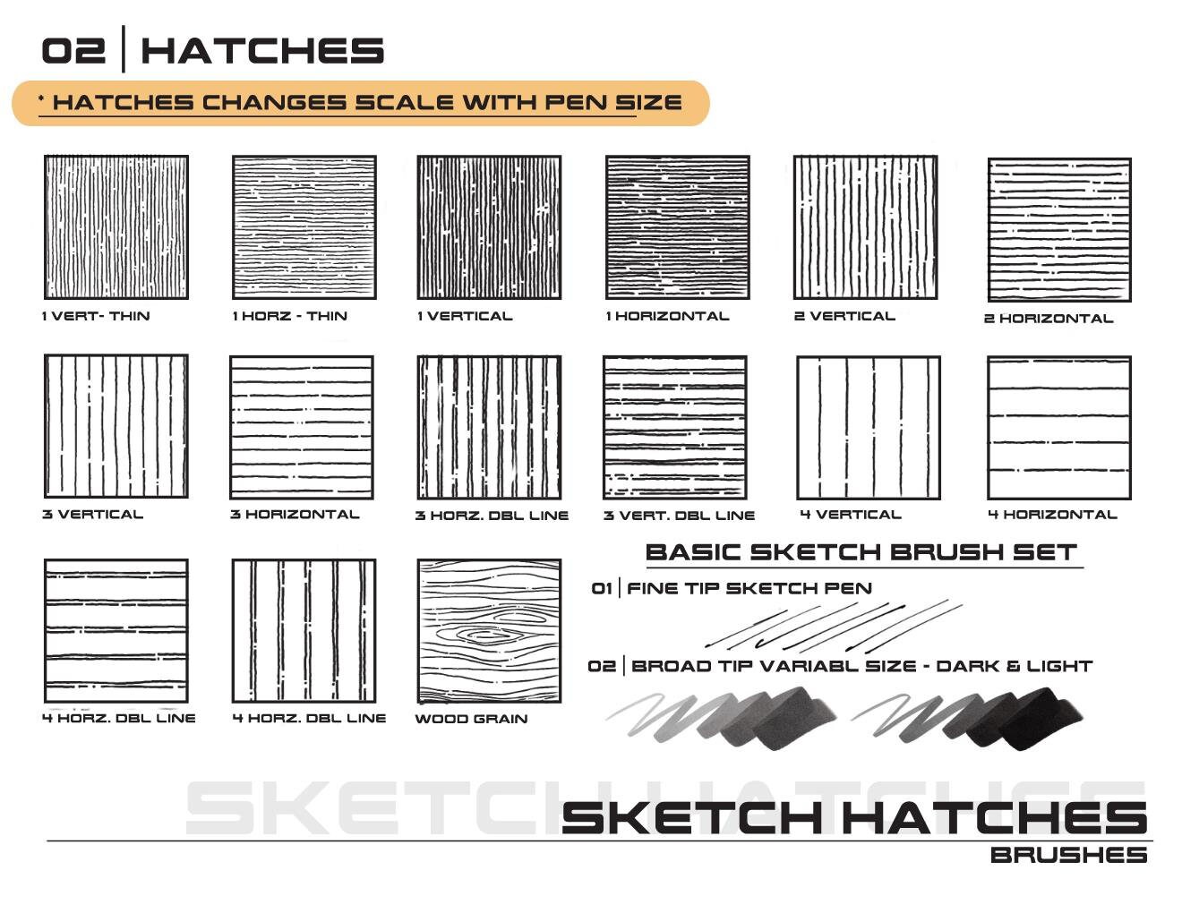 Architecture Sketch Hatch Set - Architecture Brush Set for Procreate. Copic Style Alcohol ...