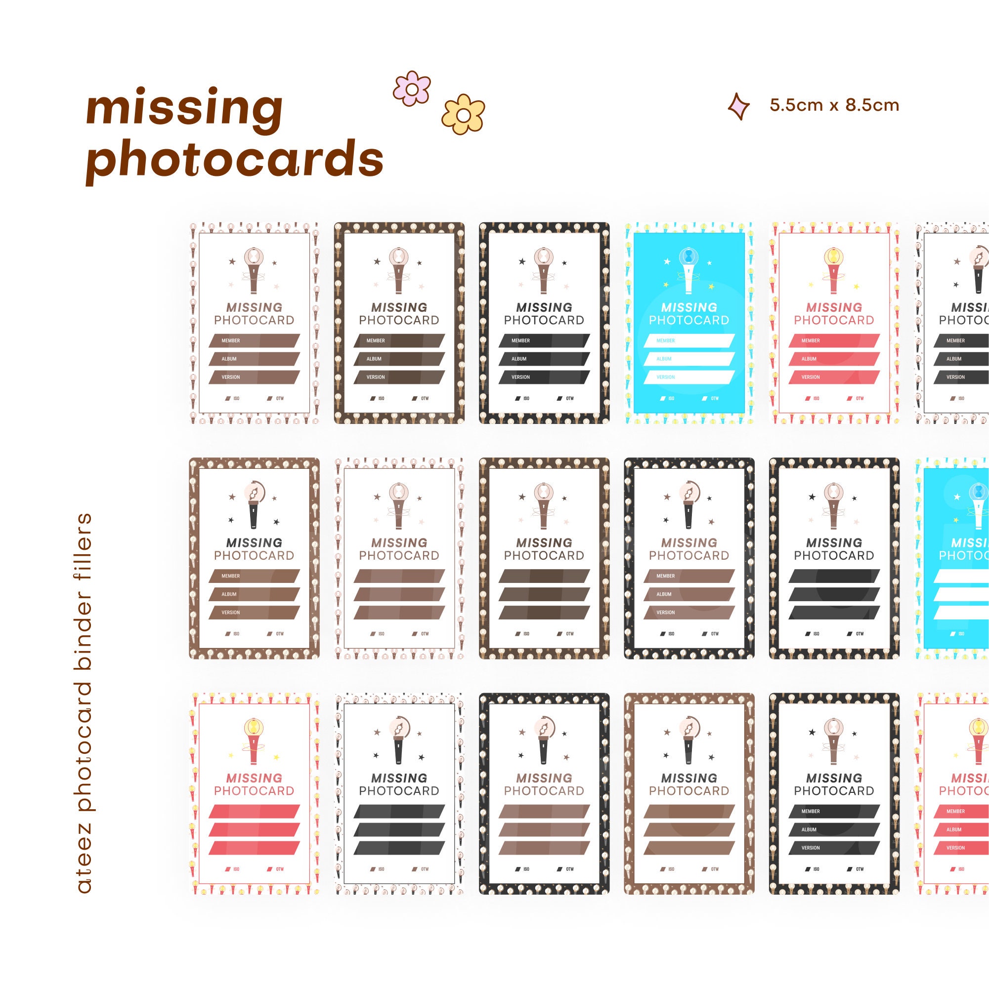Ateez Photocard Binder Fillers Placeholders KPOP Design Set - Etsy