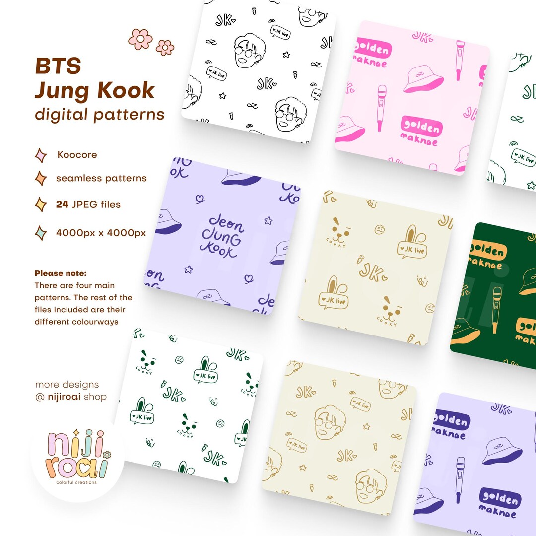BTS Jungkook Kpop Digital Pattern Wallpaper Pack Digital Paper ...