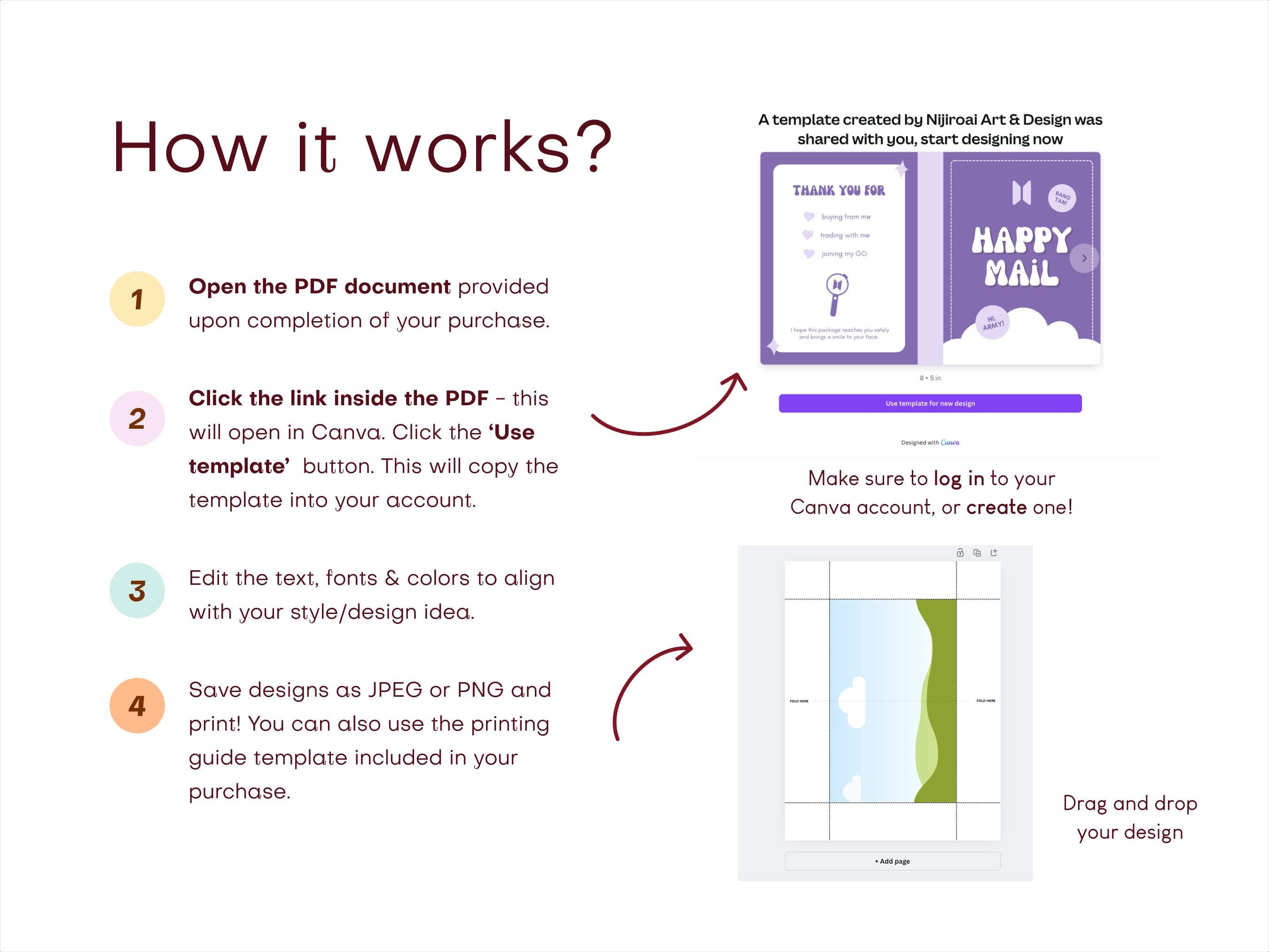 Kpop Ateez Happy Mail Printable Photocard Packaging Envelope Editable ...