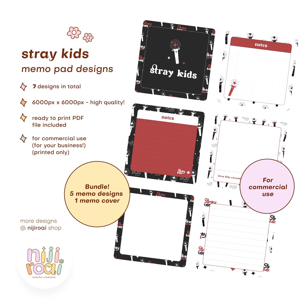 Stray Kids SKZ Memo Pad Printable Digital Notepad Design KPOP ...