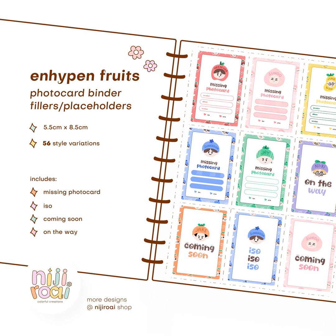Enhypen Fruits Halloween Photocard Binder Fillers Placeholders KPOP ...