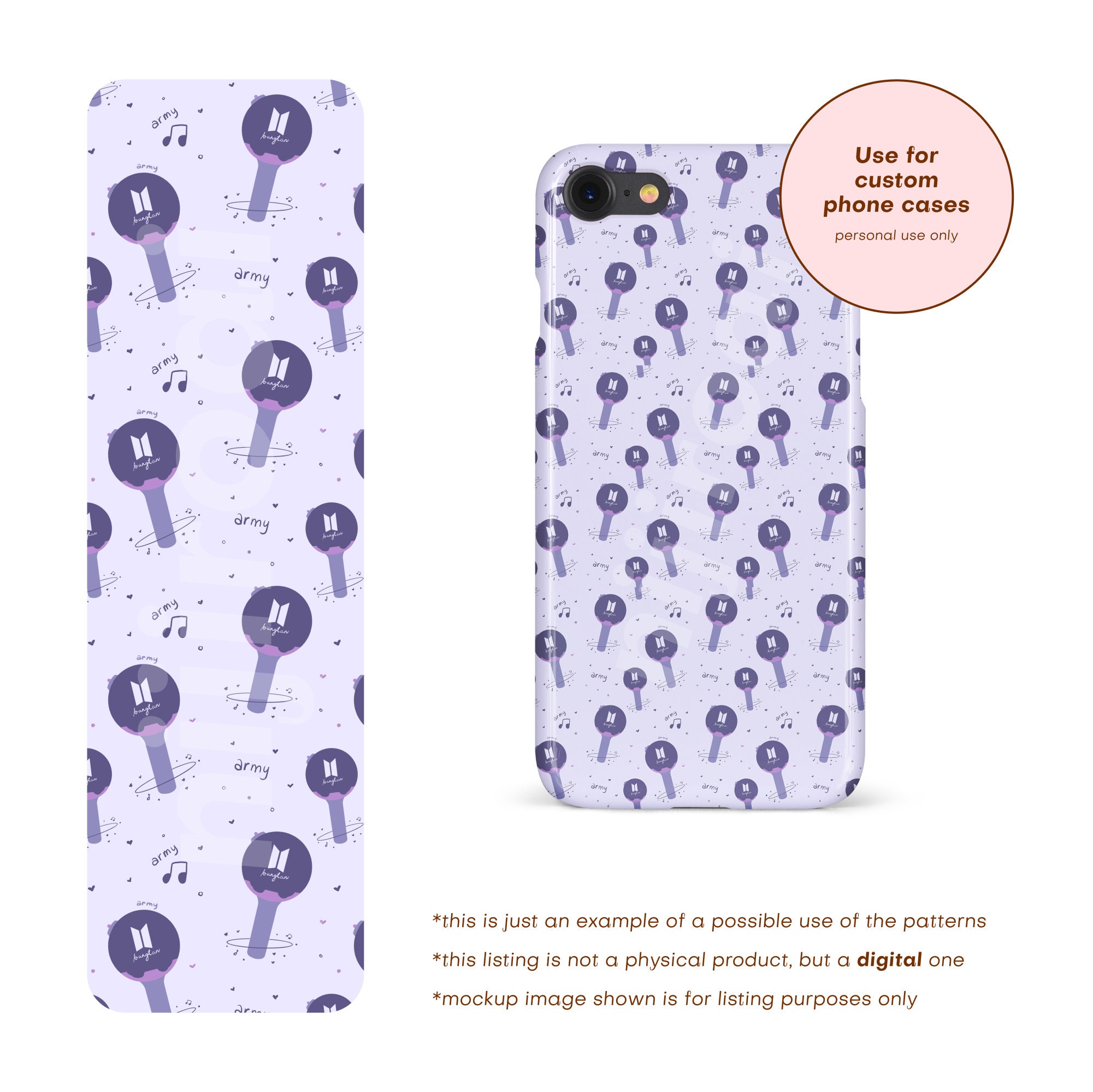 BTS Army Lightstick Kpop Digital Patterns Wallpaper Pack - Etsy