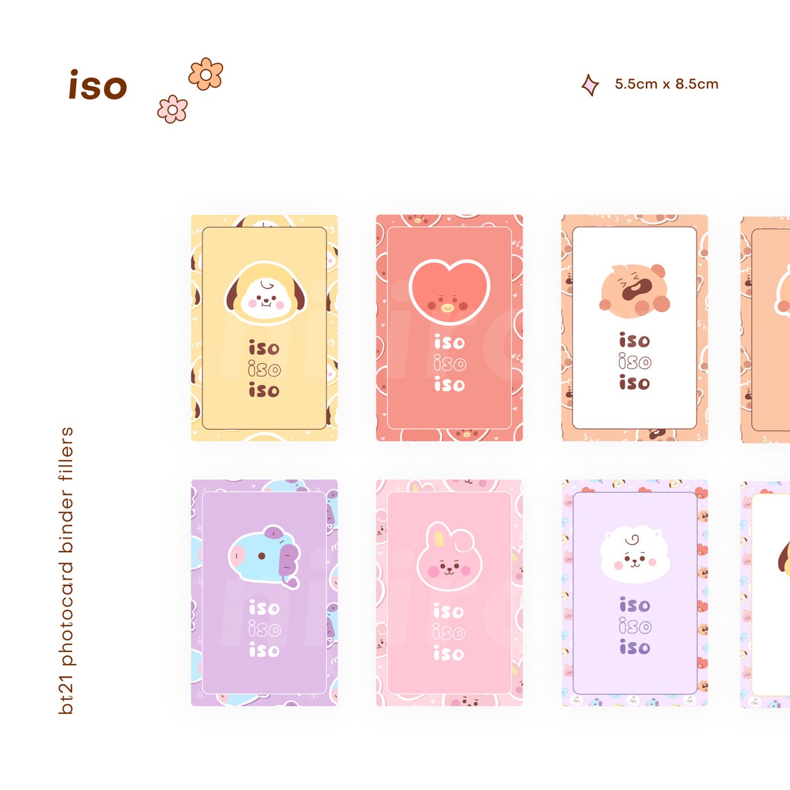 BTS Bangtan Photocard Binder Fillers Placeholders KPOP Design Set 127 ...