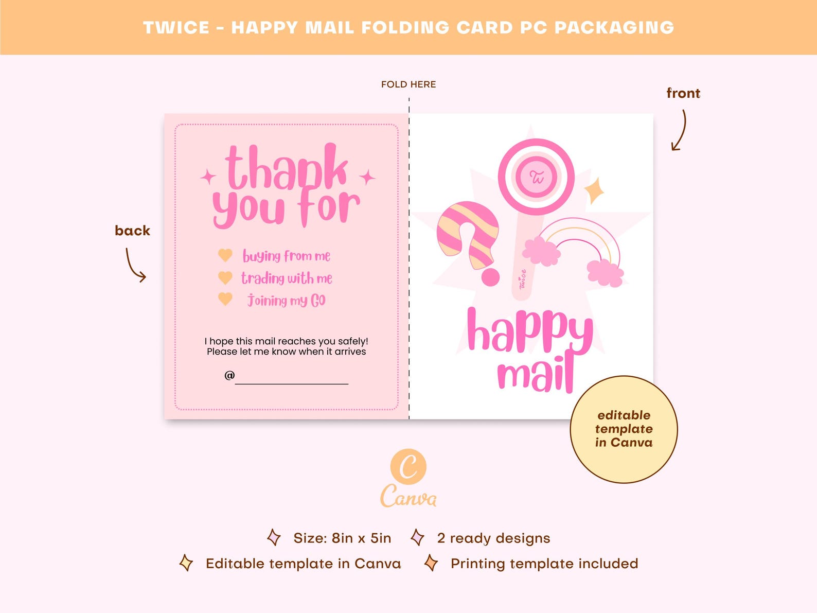Twice Kpop Happy Mail Printable Photocard Packaging Envelope Template ...