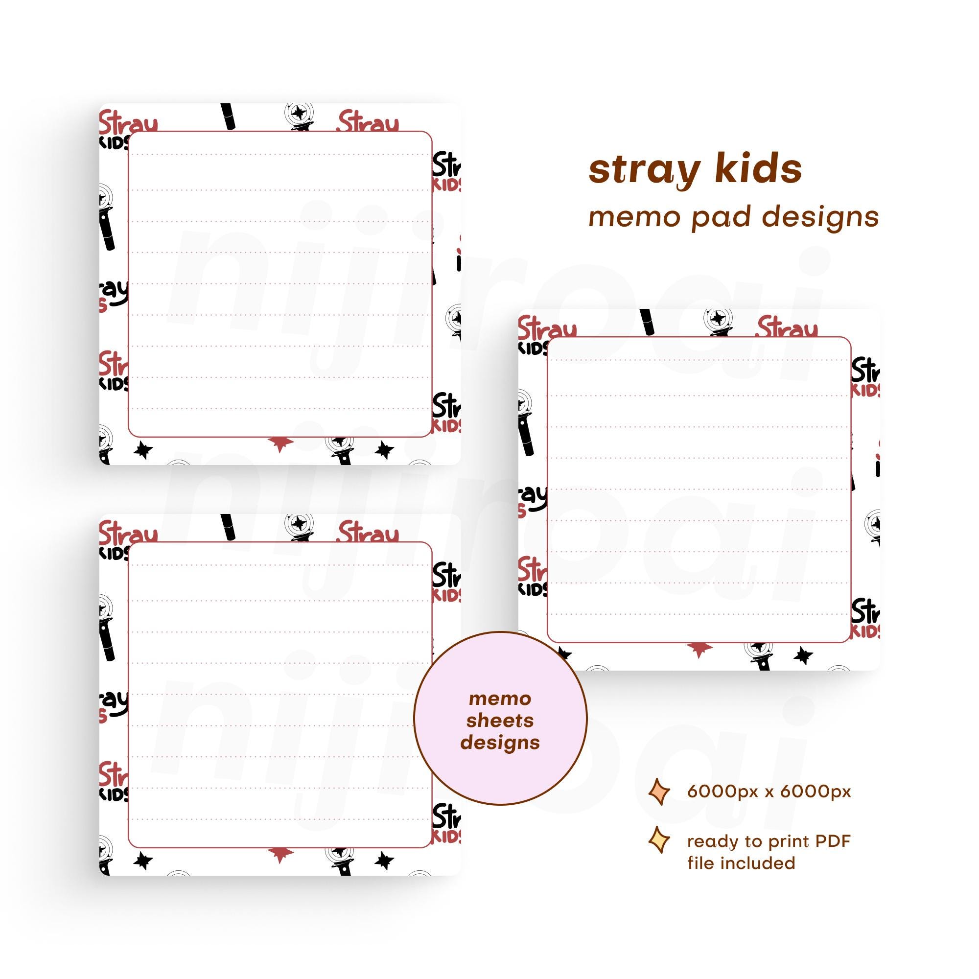 Stray Kids SKZ Memo Pad Printable Digital Notepad Design KPOP ...