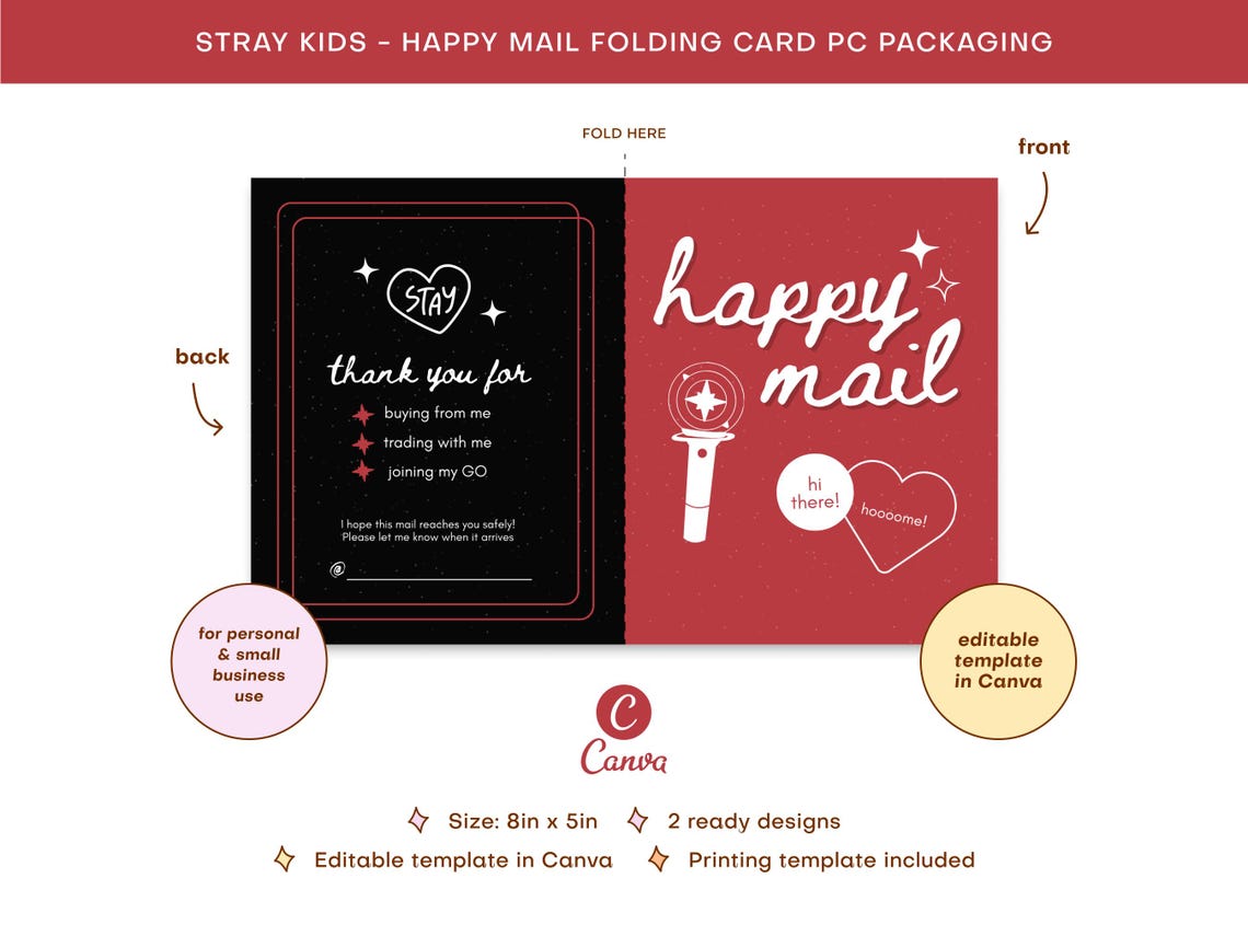 Kpop Stray Kids Happy Mail Printable Photocard Packaging Envelope ...